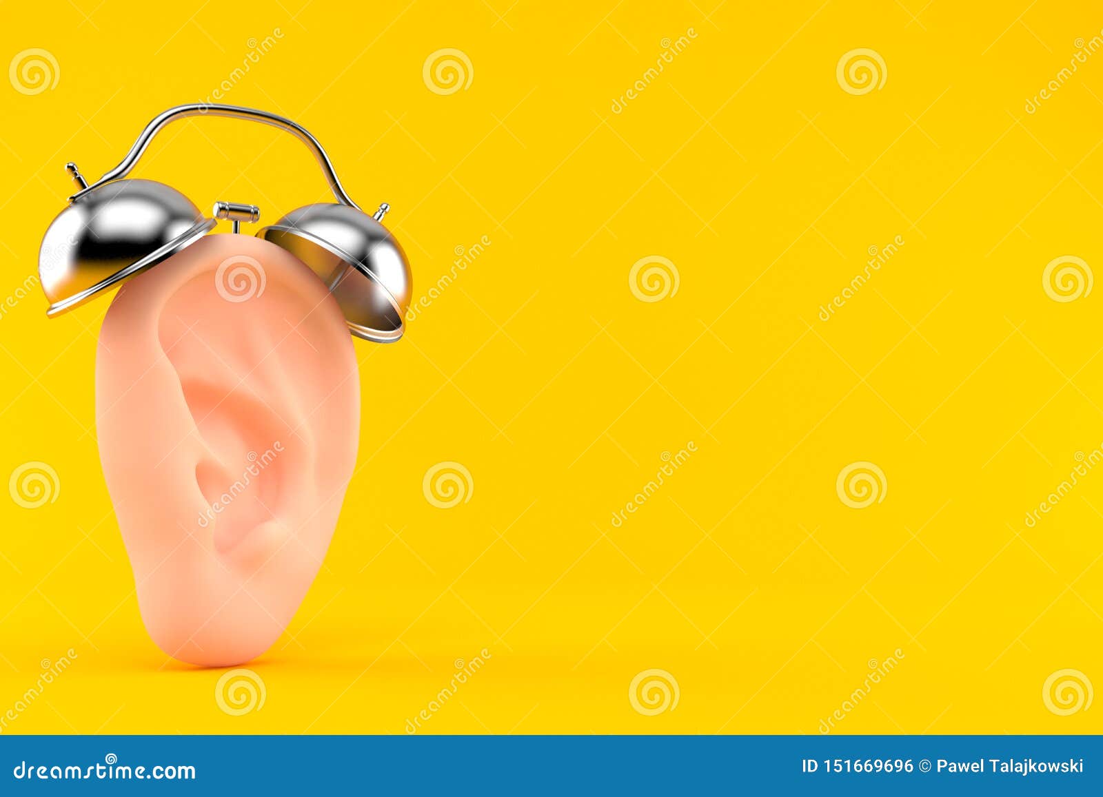 Ear with alarm clock stock illustration. Illustration of listen - 151669696