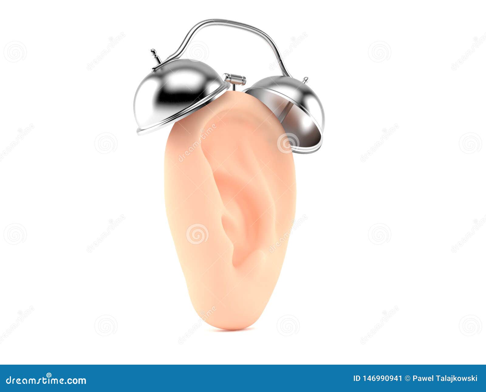 Ear with alarm clock stock illustration. Illustration of laryngology ...