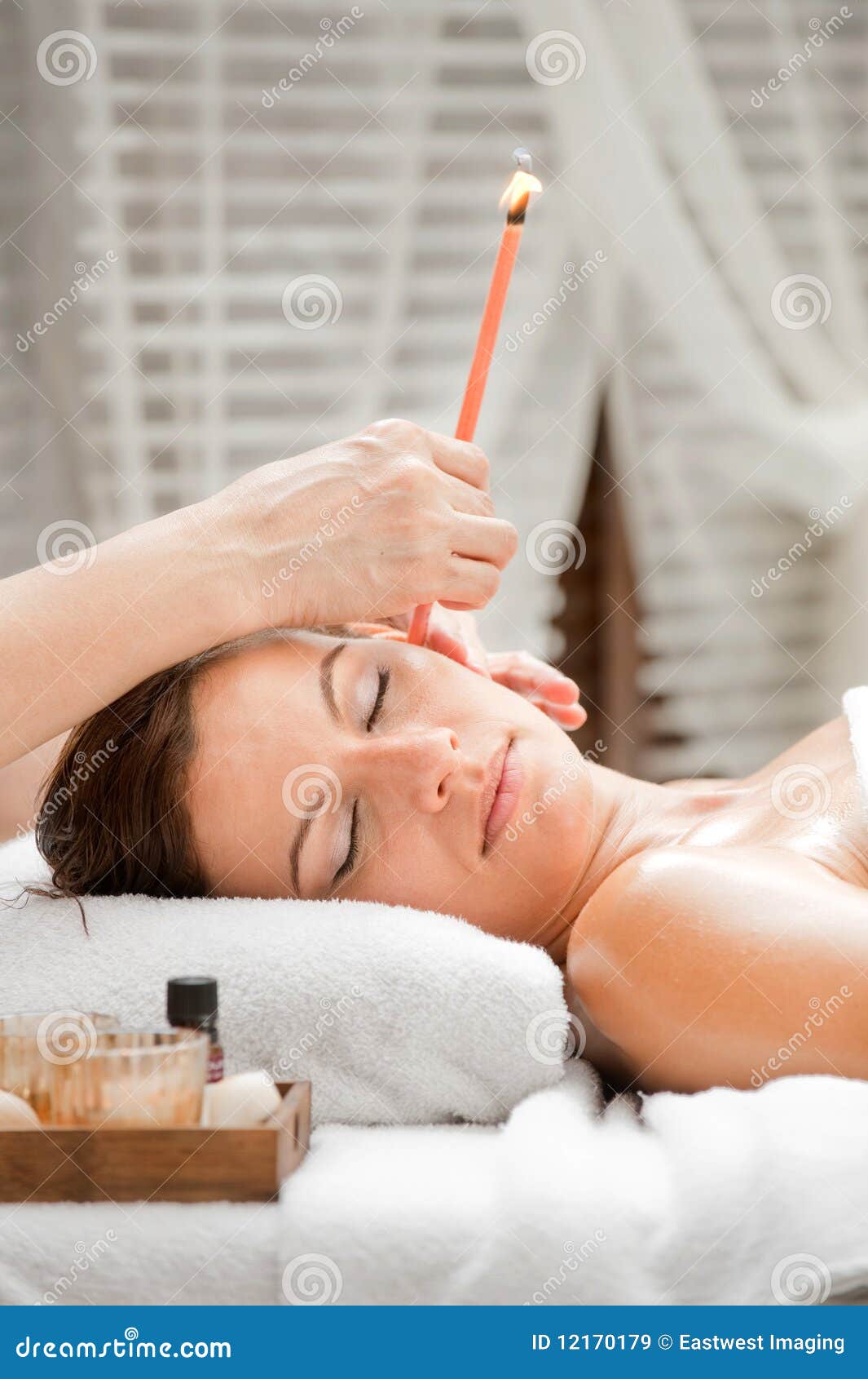 Ear Candling in Spa stock image. Image of detoxification - 12170179