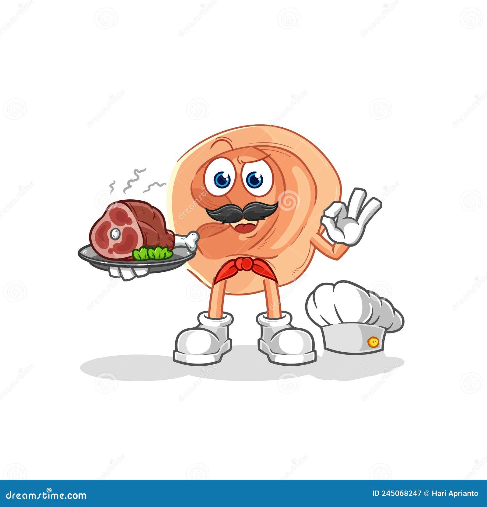 Meat Mascot And Background Thumb Pose Vector Illustration ...