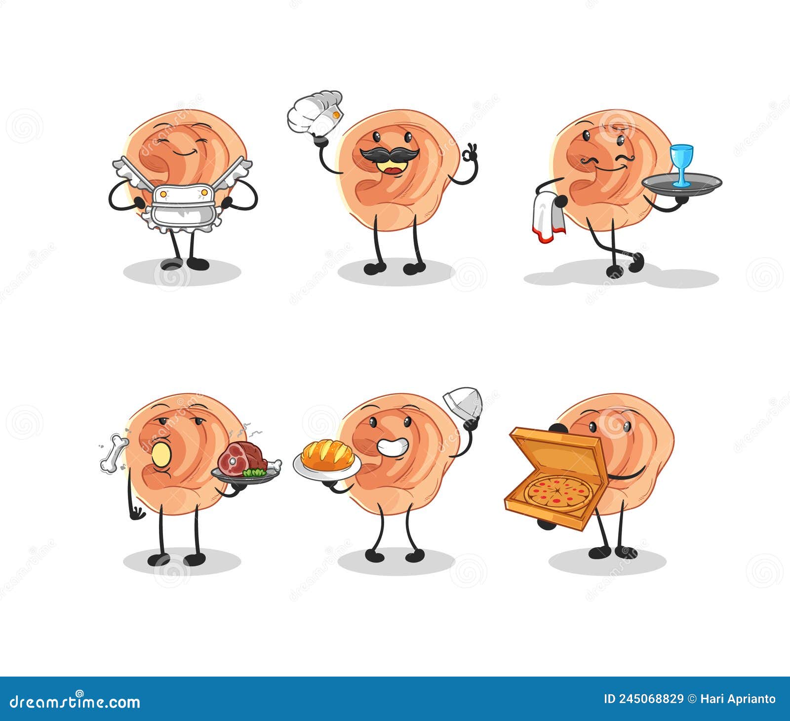 Ear Cleaning Group Character. Cartoon Mascot Vector Stock Vector ...