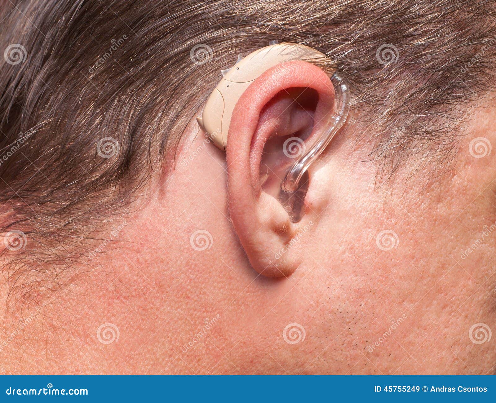 Ear Close Up with Hearing Aid Stock Image - Image of disabled ...