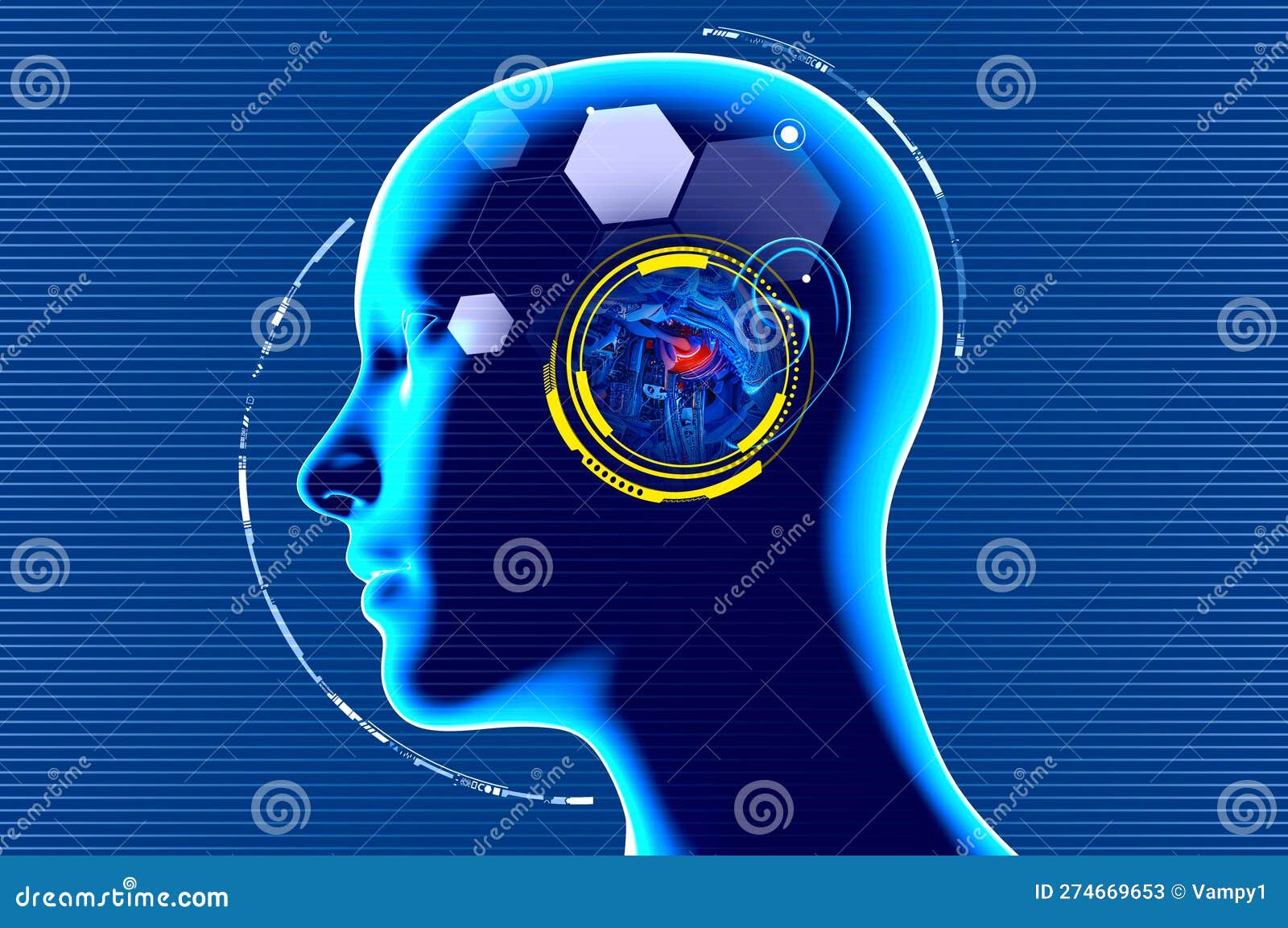 Ear and Connections. Implant for Hearing Aid, Artificial Ear. Robotic ...
