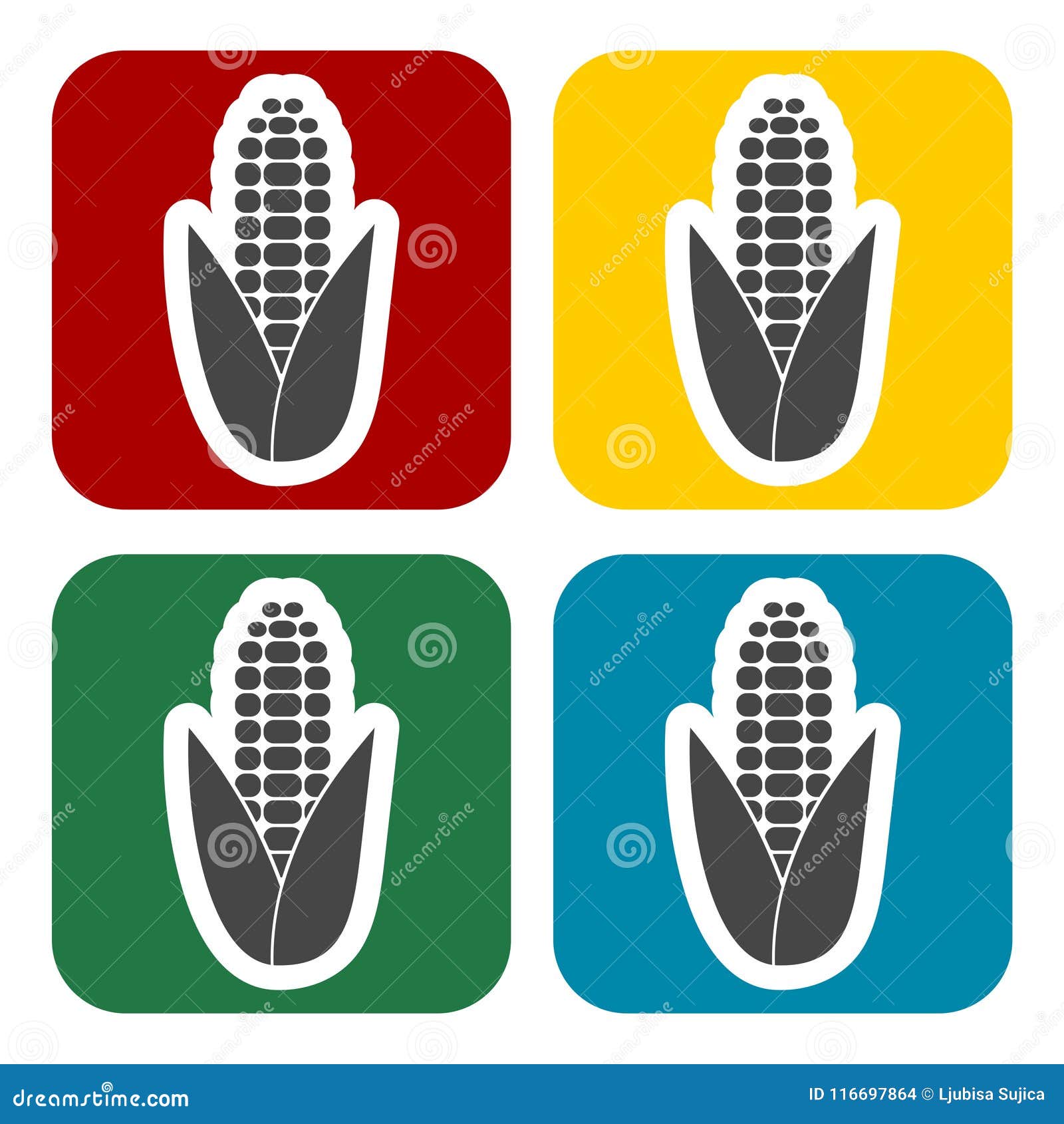 Ear of Corn, Corn Symbol Set Stock Vector - Illustration of plant, gold ...