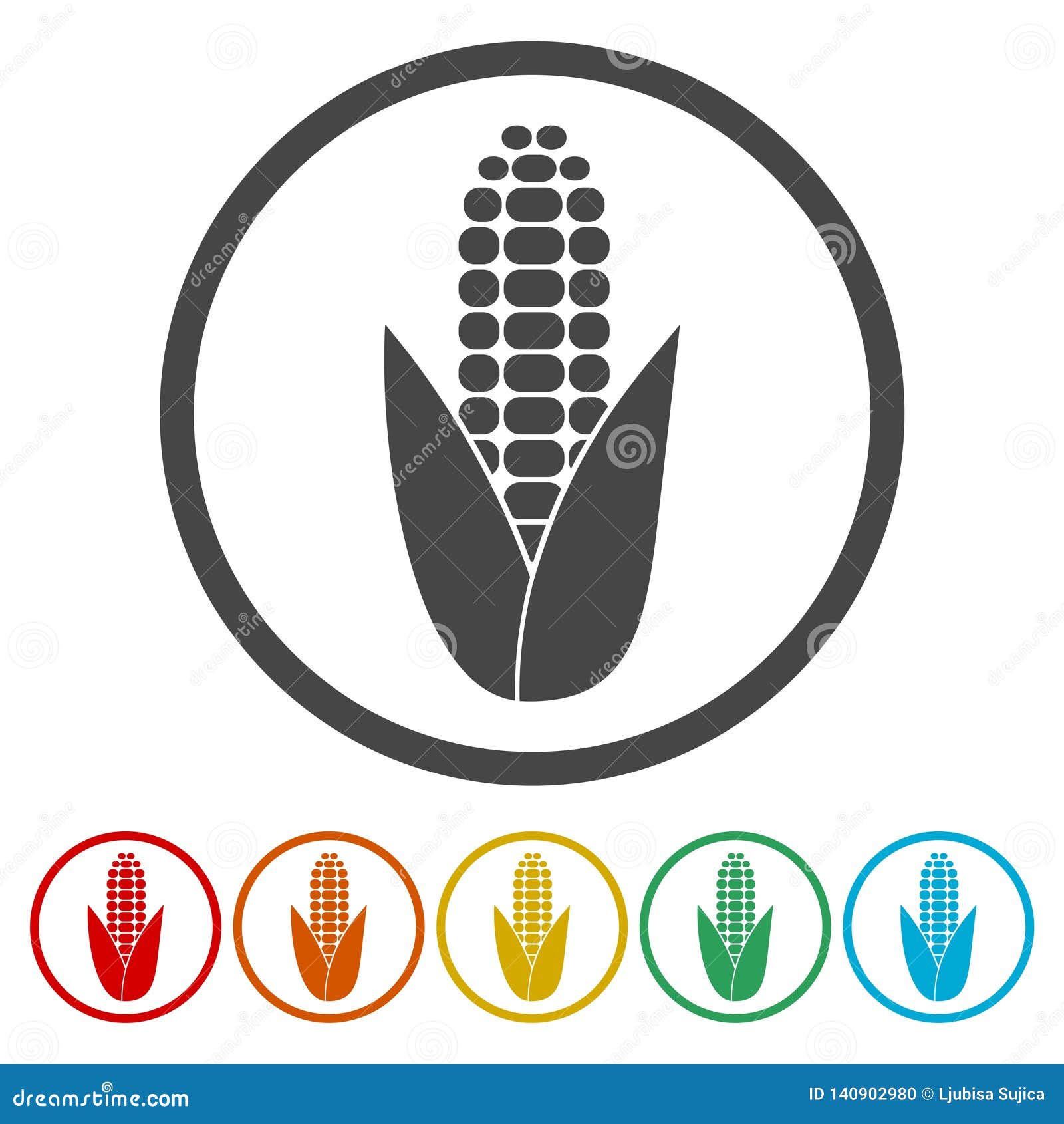 Ear of Corn, Corn Symbol Set Stock Vector - Illustration of maize ...