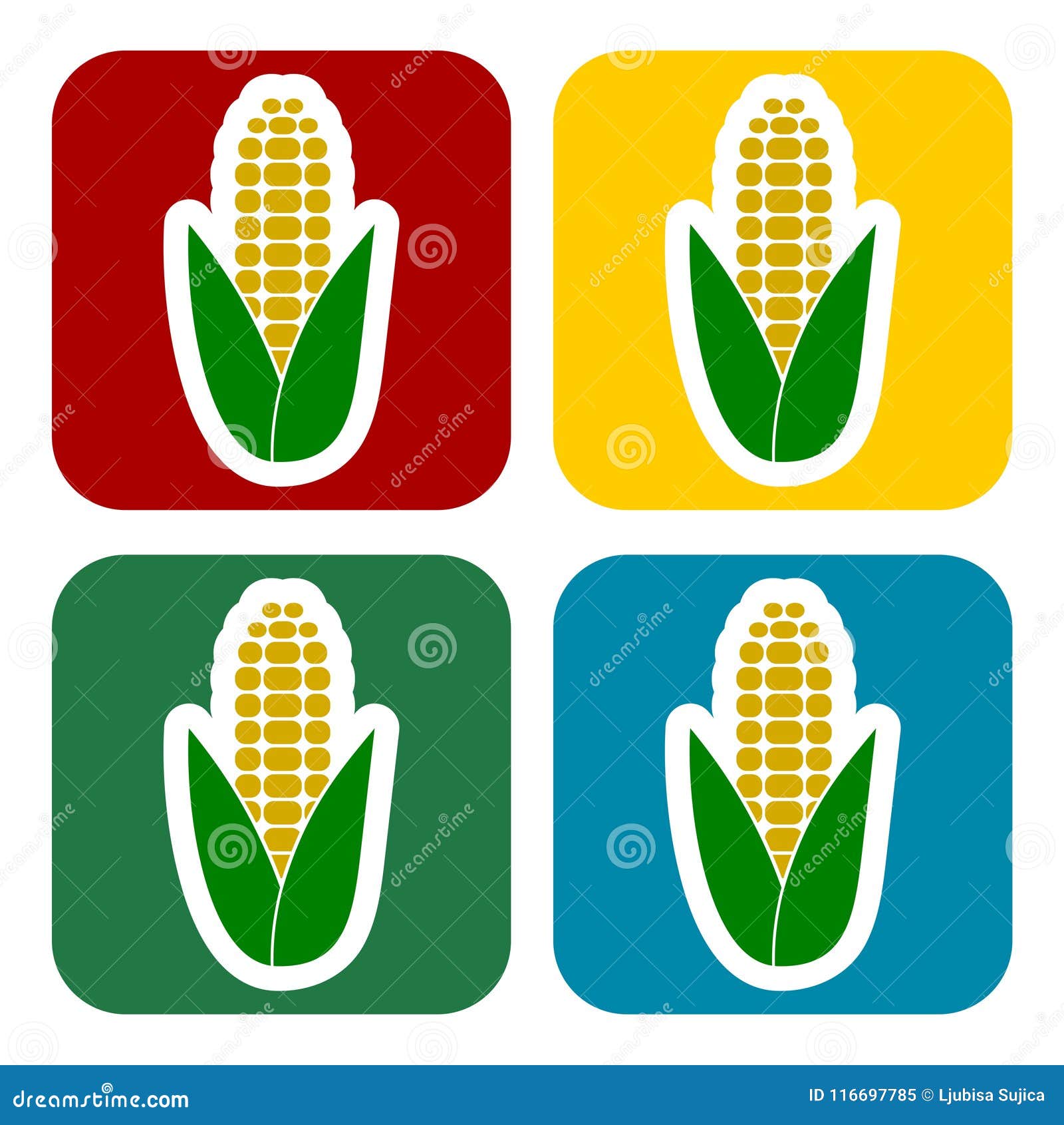 Ear of Corn, Corn Symbol Set Stock Vector - Illustration of kernel ...