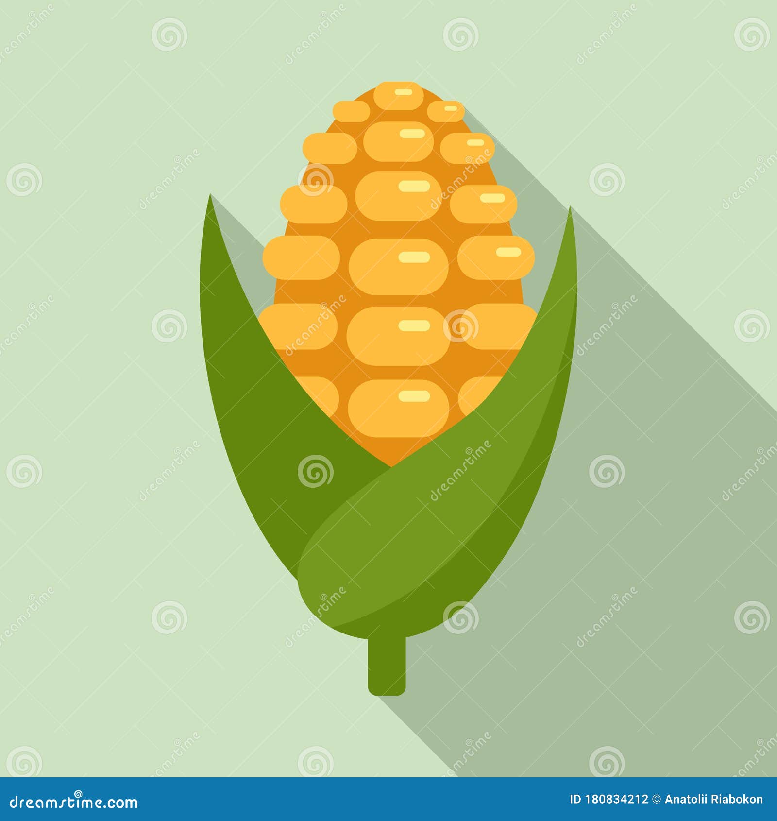 Ear of Corn Icon, Flat Style Stock Vector - Illustration of flat ...
