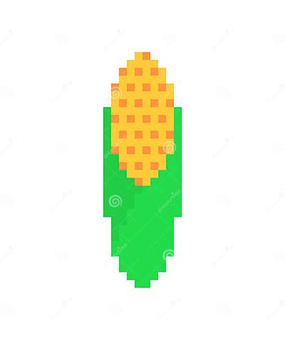 Ear of Corn Pixel Art. 8 Bit Pixelated Vector Illustration Stock Vector ...