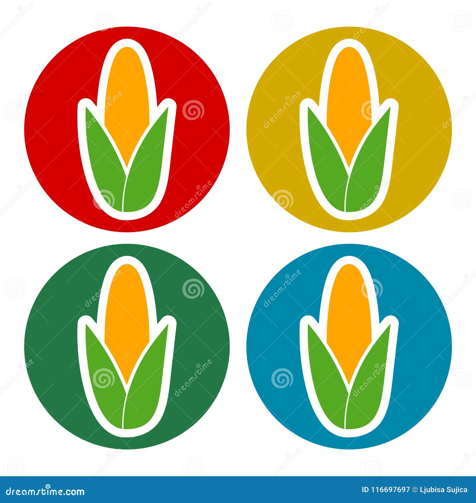 Ear of Corn, Corn Symbol Set Stock Vector - Illustration of golden ...