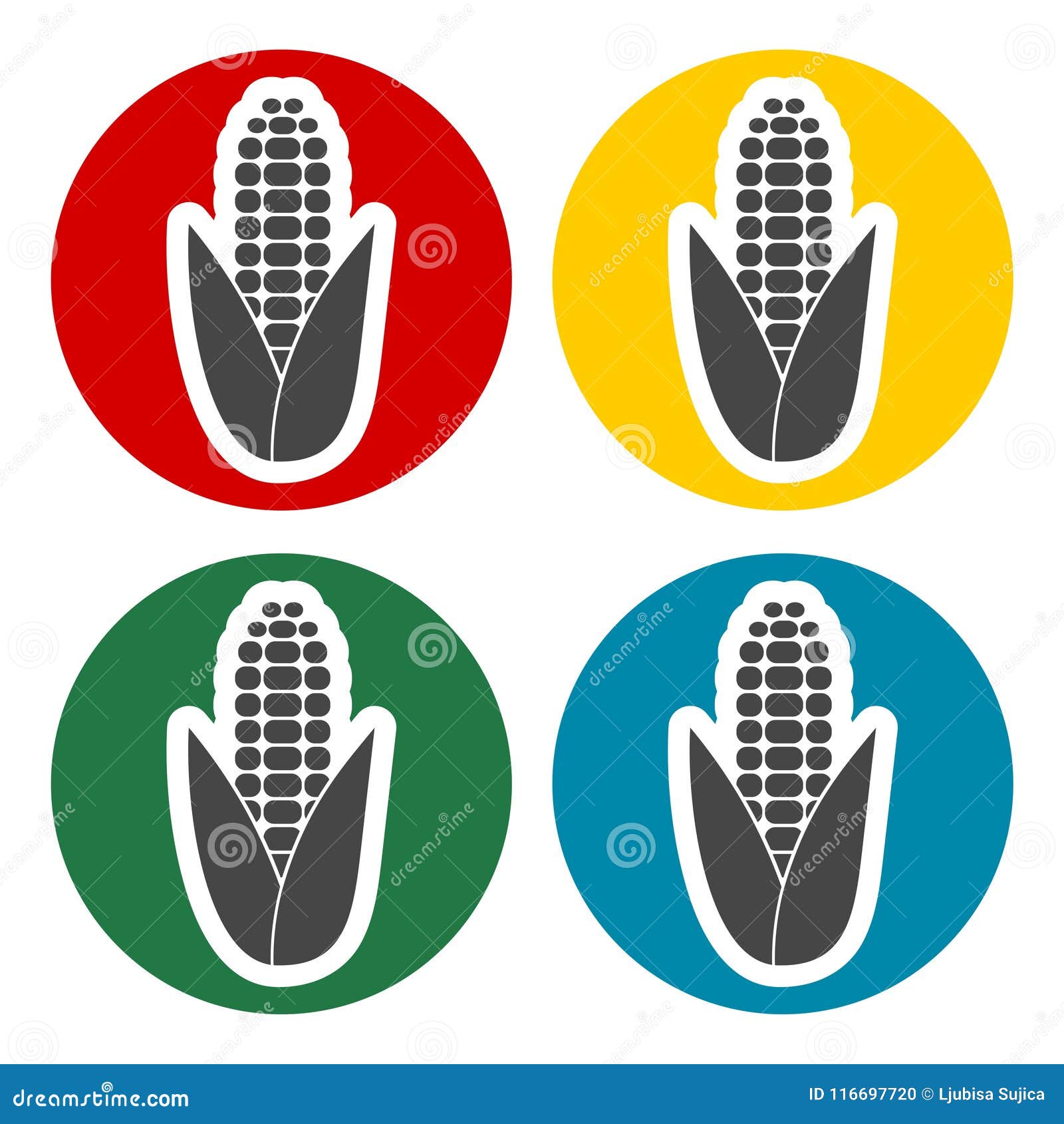 Ear of Corn, Corn Symbol Set Stock Vector - Illustration of green, gold ...