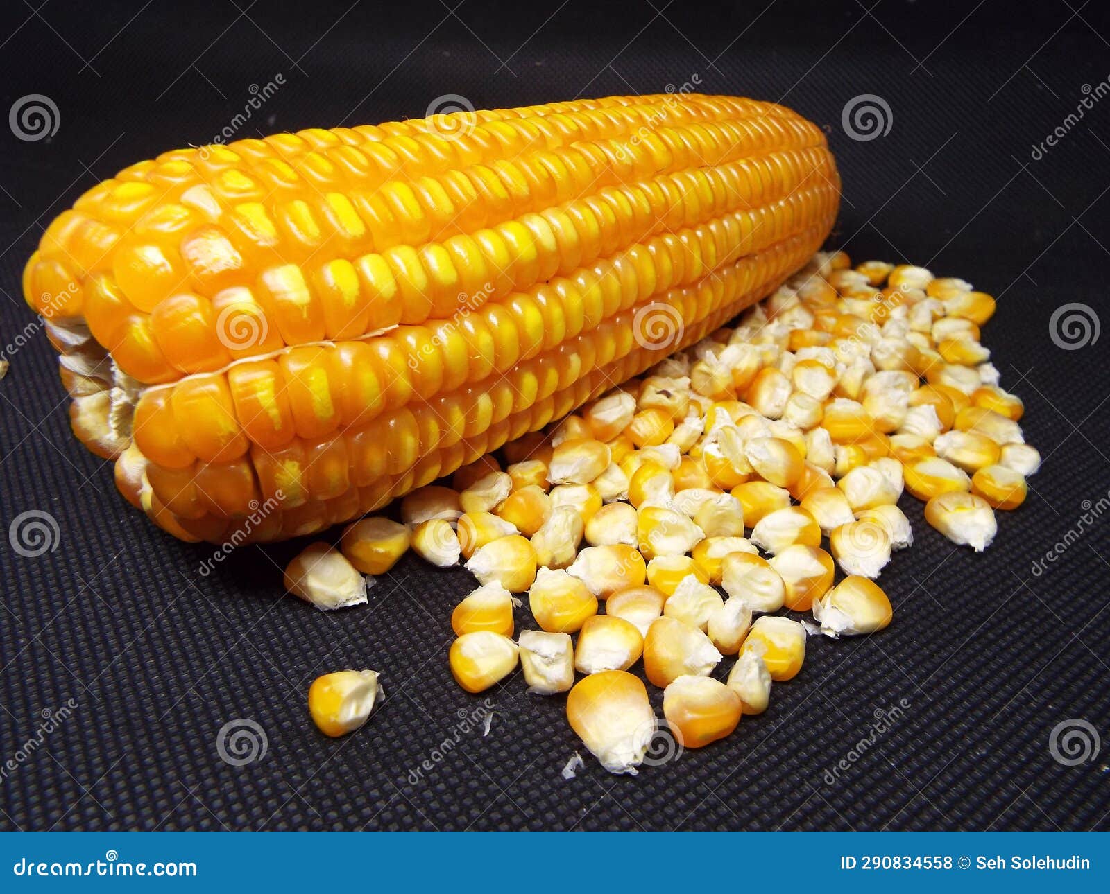 Corn Fruit and Grains of Corn are Scattered Stock Photo - Image of ...