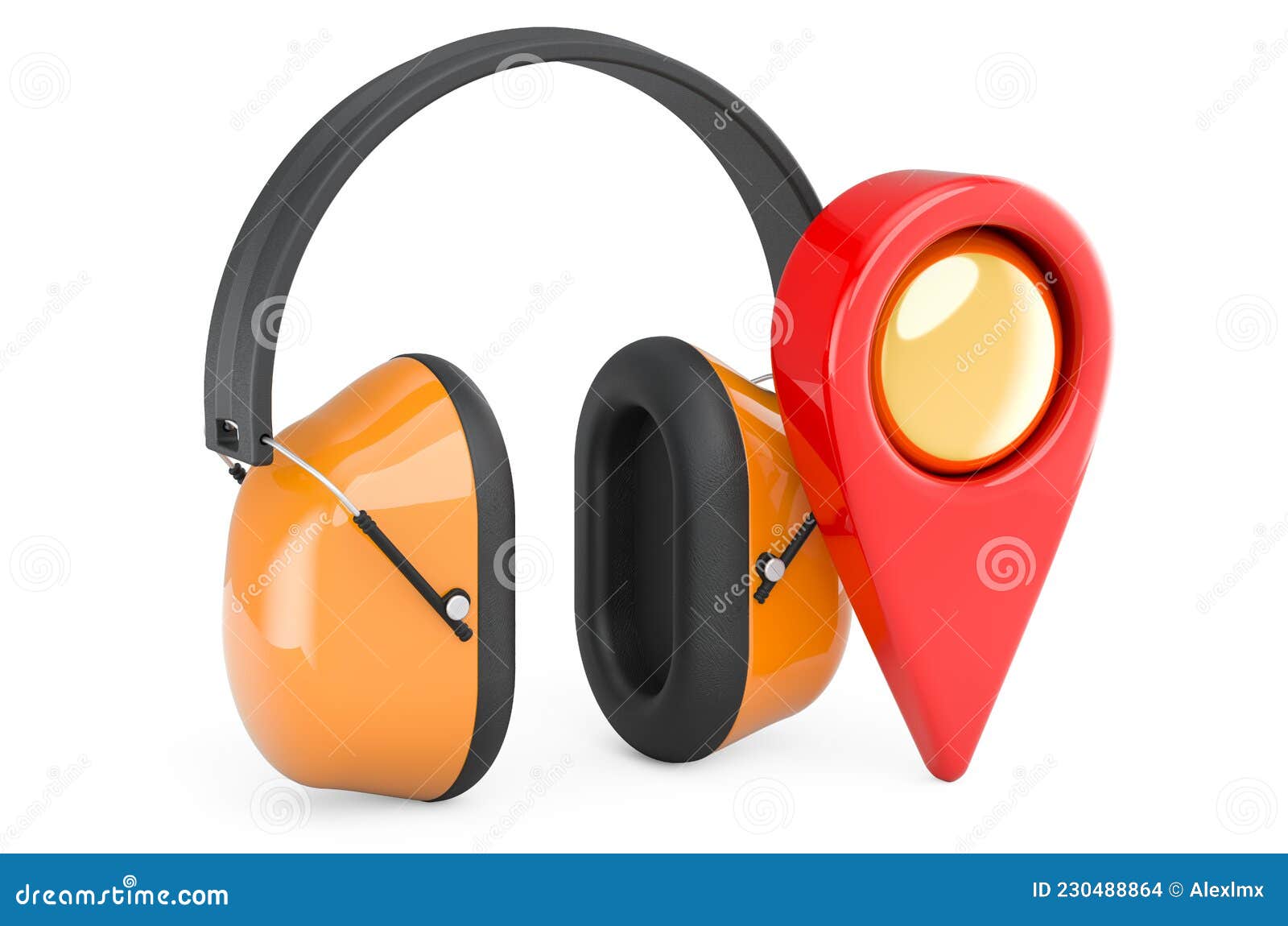 Ear Defenders With Map Pointer. 3D Rendering Royalty-Free Stock Image ...