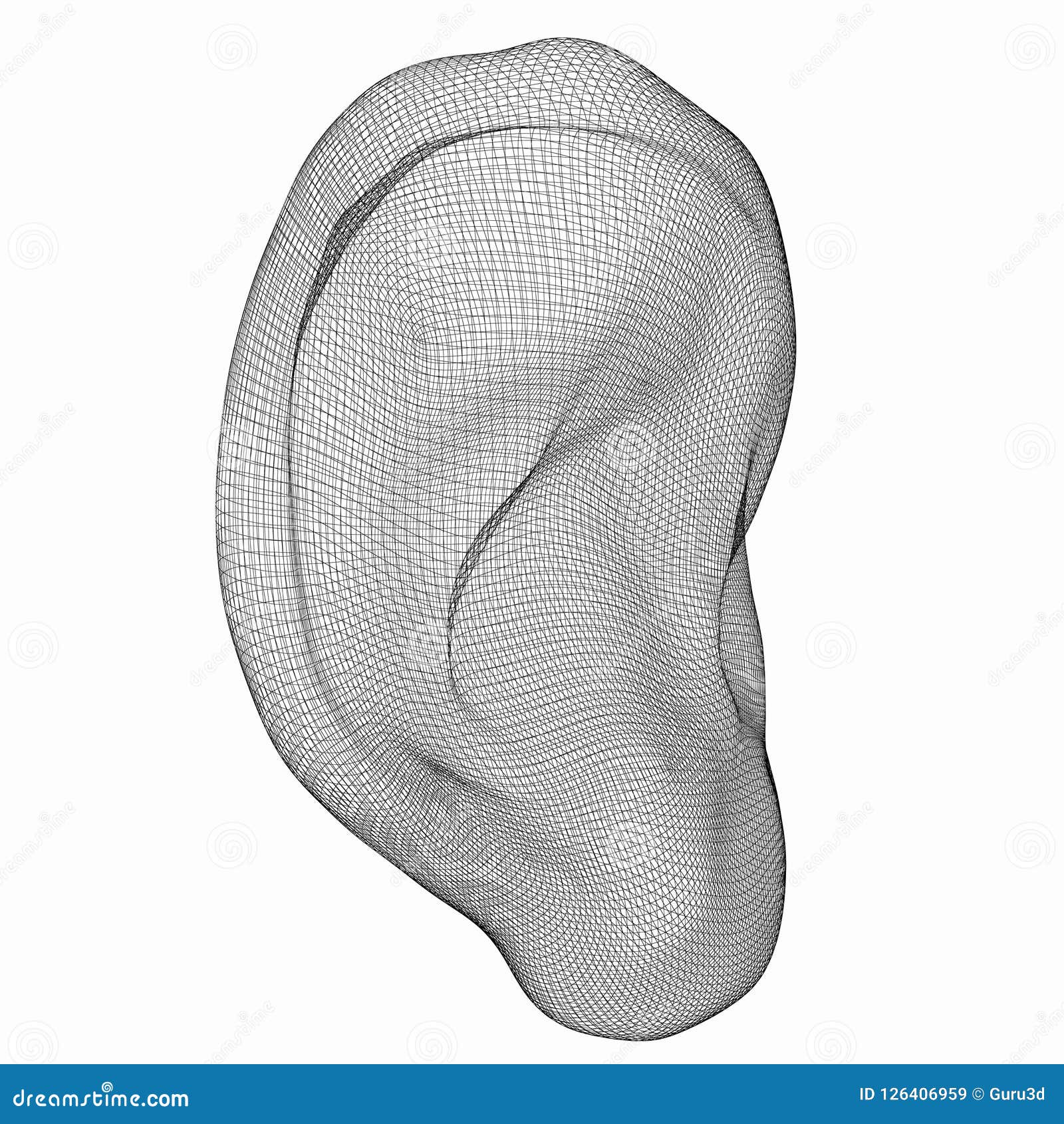Ear digital model stock illustration. Illustration of drawing - 126406959