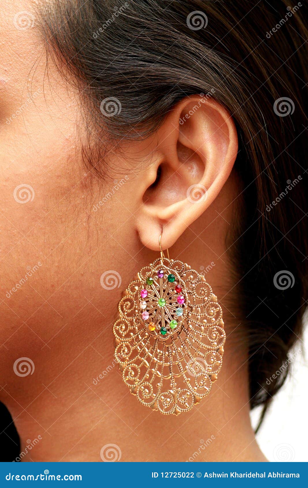 Ear with earring. stock photo. Image of elegance, costly - 12725022