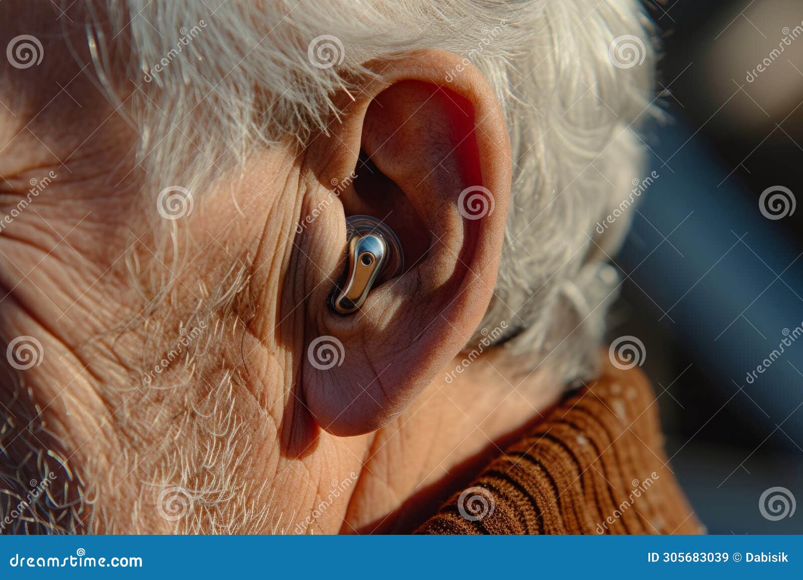 Ear of an Elderly Person with Hearing Aid Stock Image - Image of senior ...