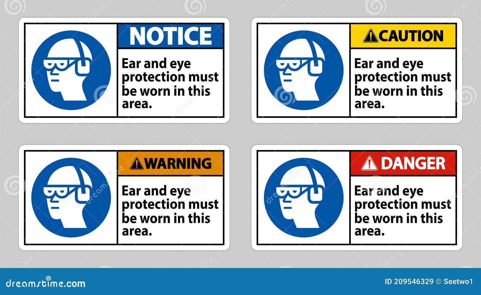 Ear And Eye Protection Must Be Worn In This Area Stock Vector