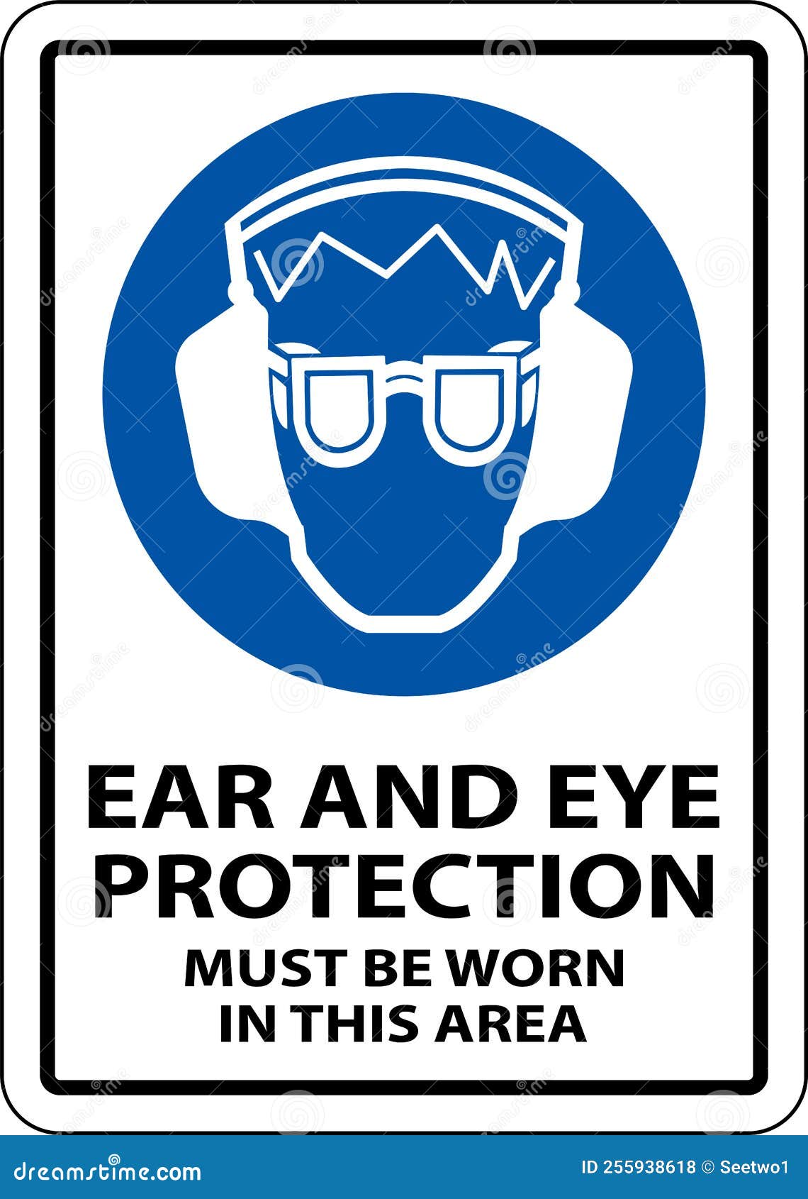 Ear and Eye Protection Sign on White Background Stock Vector ...