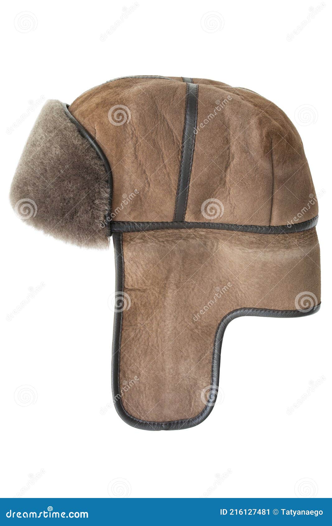 Ear flaps hat isolated stock image. Image of leather - 216127481