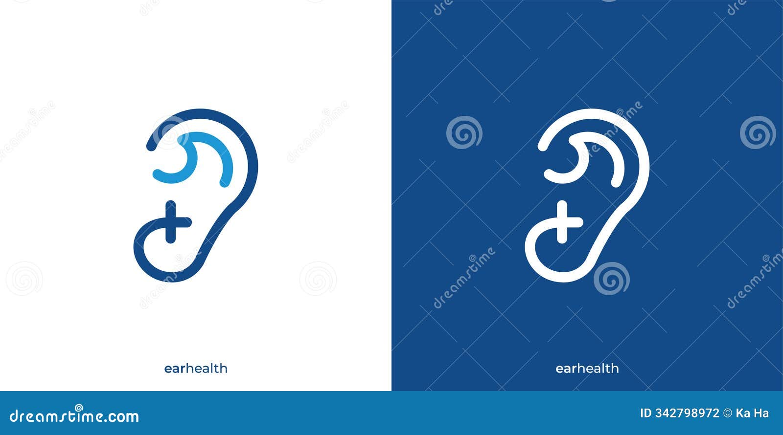 Simple Ear Health Logo. Stethoscope, Ear and Plus Symbol with Outline ...
