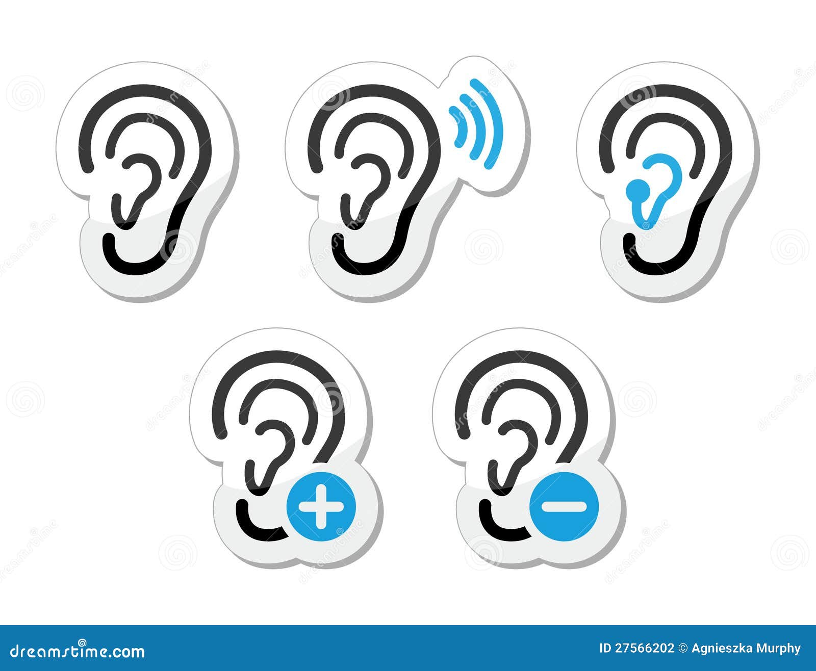 Ear Hearing Aid Deaf Problem Icons Set. Vector Symbol Isolated On White ...