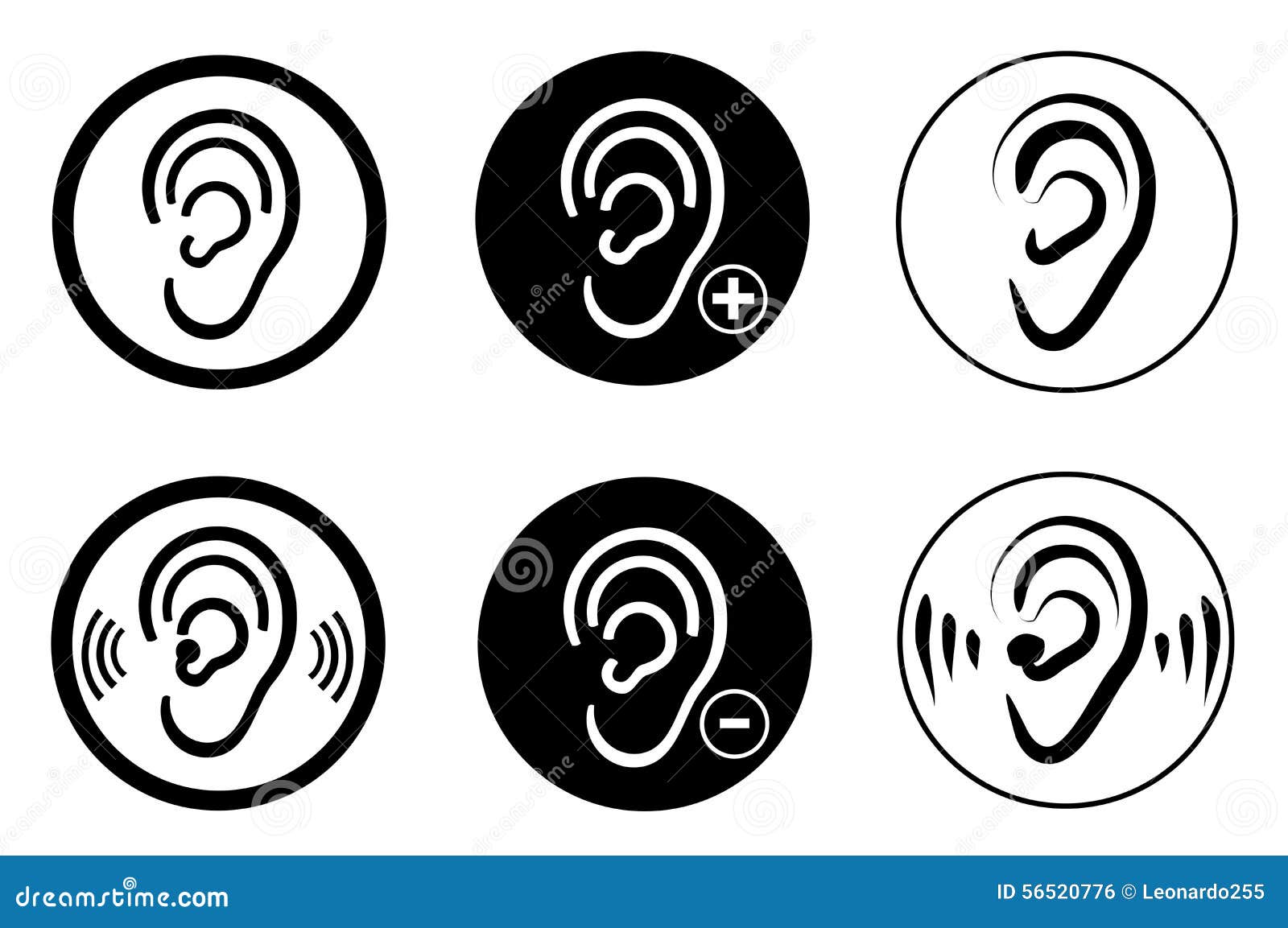Ear Hearing Aid Deaf Problem Icons Set. Vector Symbol Isolated On White ...