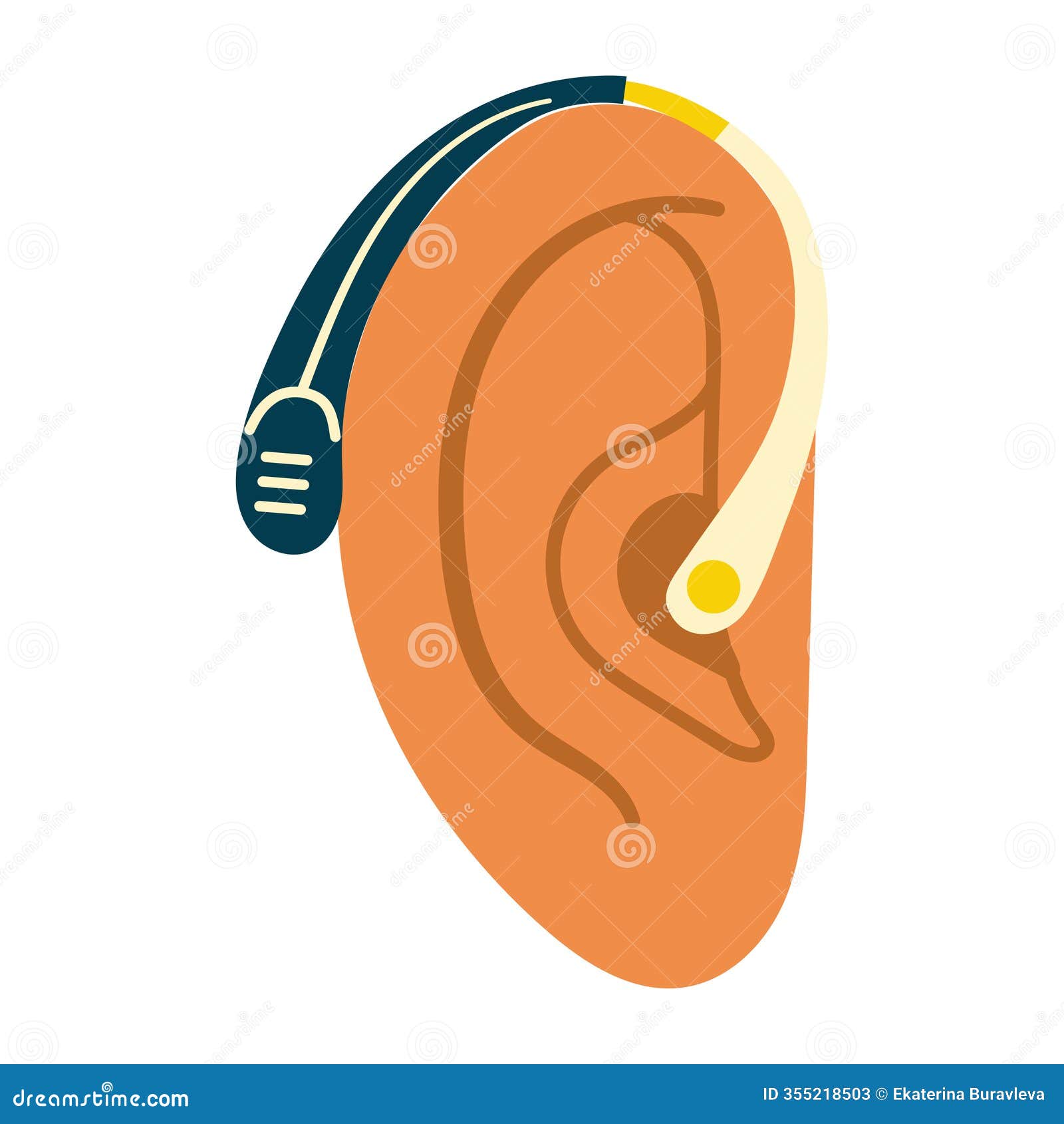 Ear with Hearing Aid. Vector Illustration of Hearing Problems Stock ...