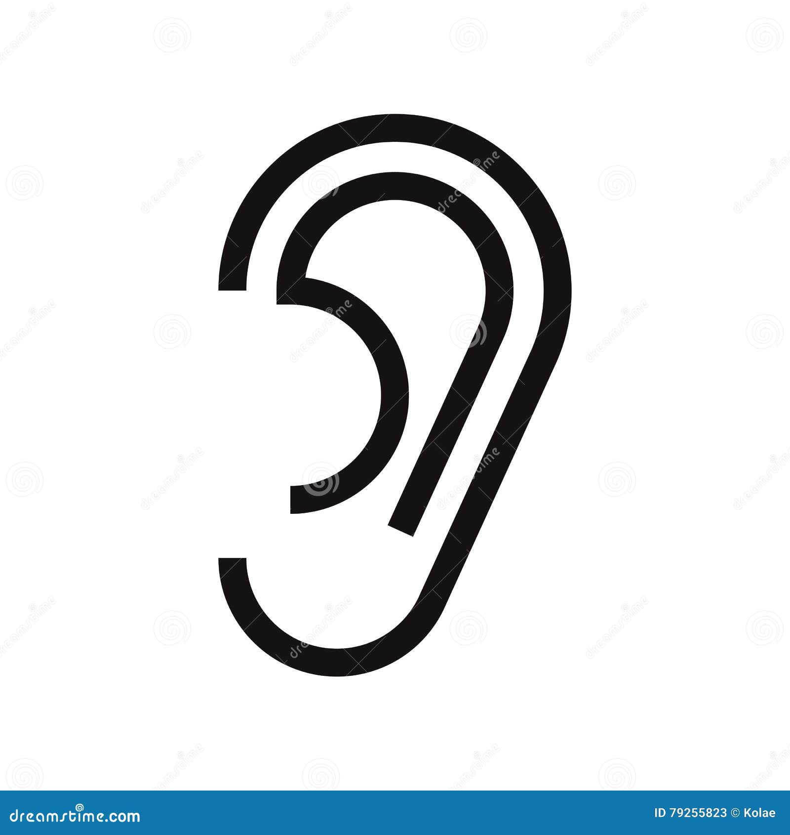 Ear icon stock vector. Illustration of listening, anatomy - 79255823