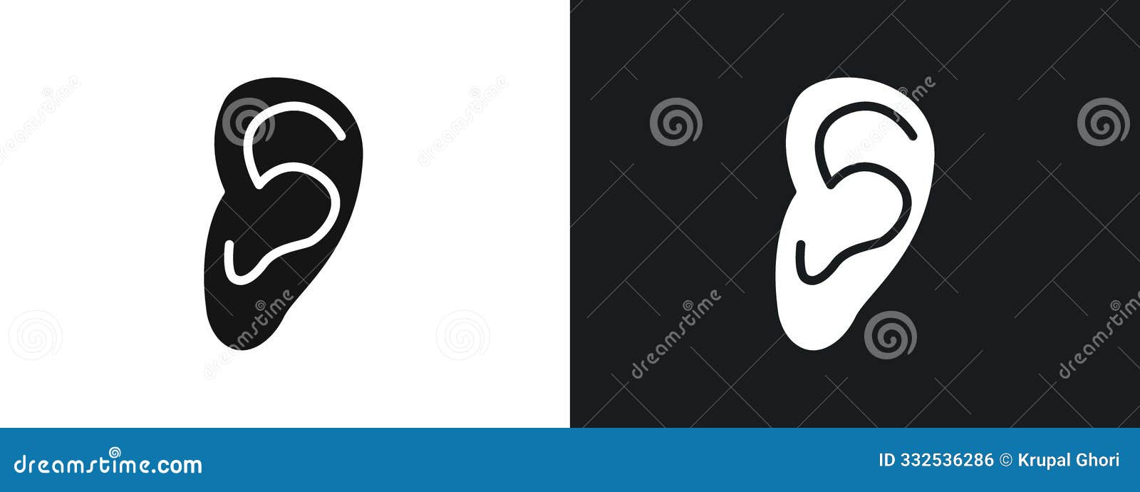 Ear Icon Linear Graphics Set Vector in Black Stock Vector ...