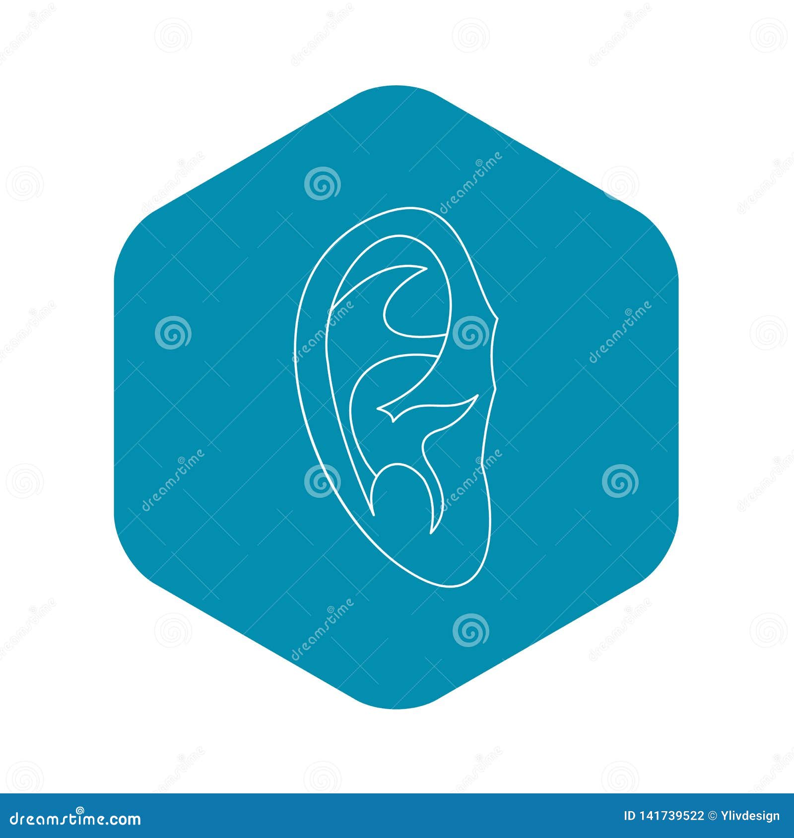 Ear icon, outline style stock vector. Illustration of sound - 141739522