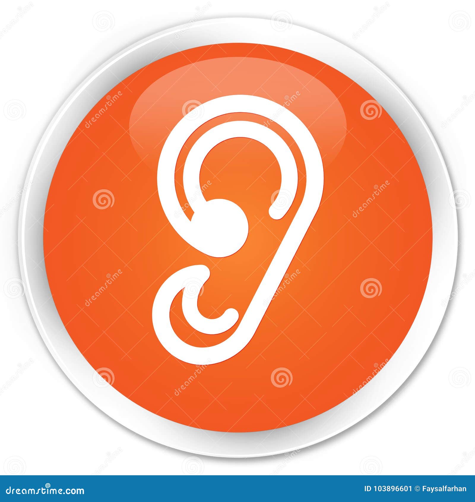 Ear Icon Premium Orange Round Button Stock Illustration - Illustration ...