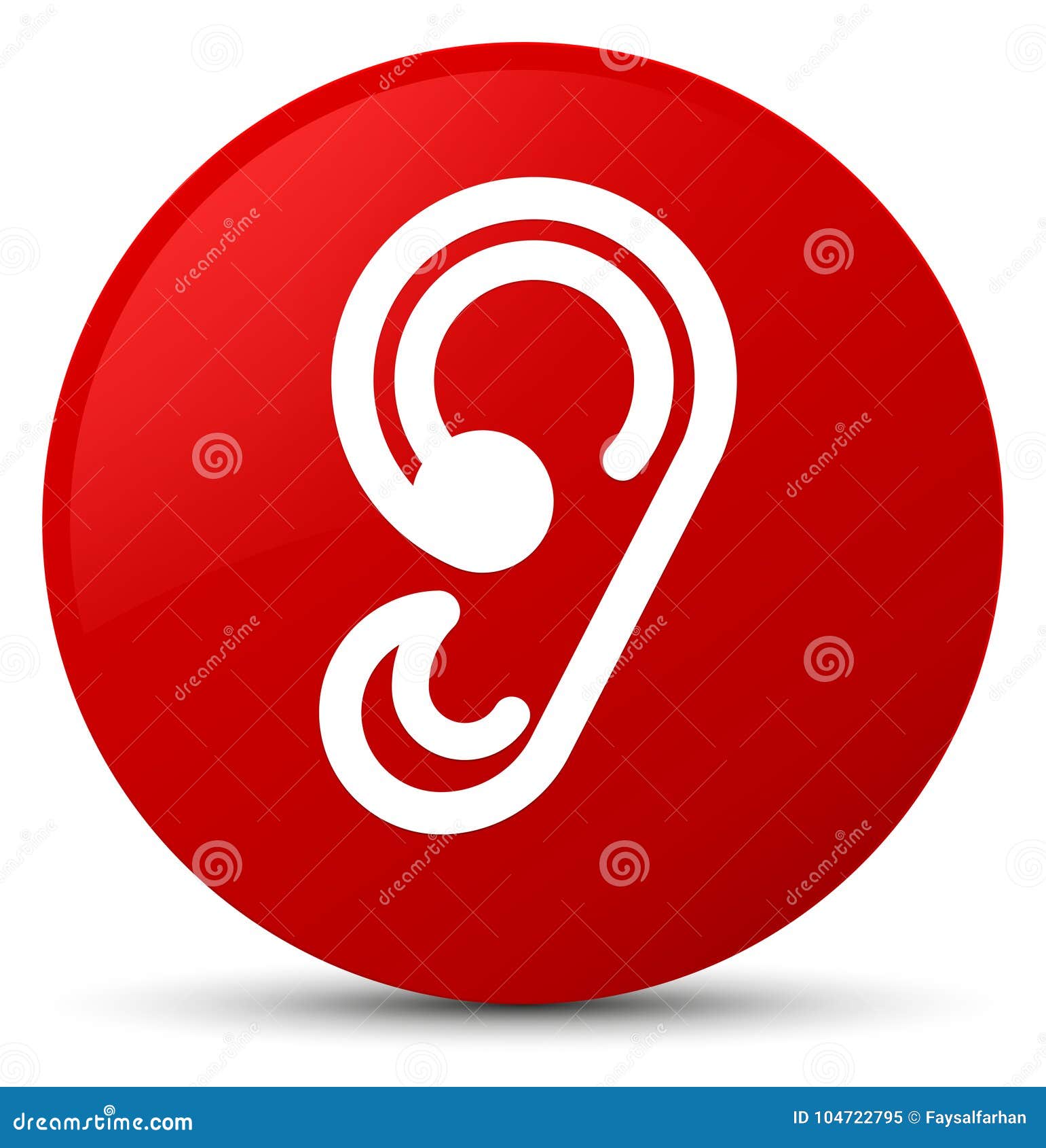 Ear icon red round button stock illustration. Illustration of symbol ...