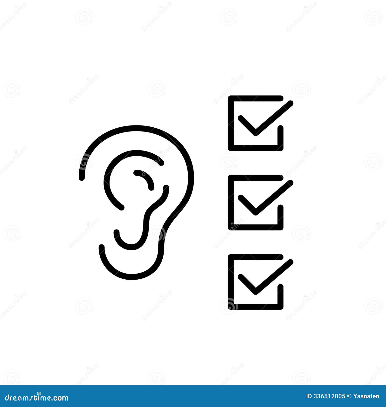 Ear and List of Checkmarks. Hearing Assessment, Regular Checkup or ...