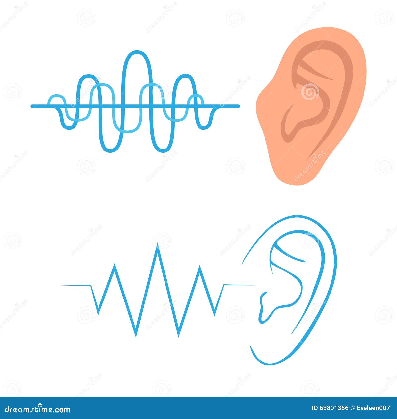 Set Ear Listen Sound Signal, Test Tube, Identification Badge And ...