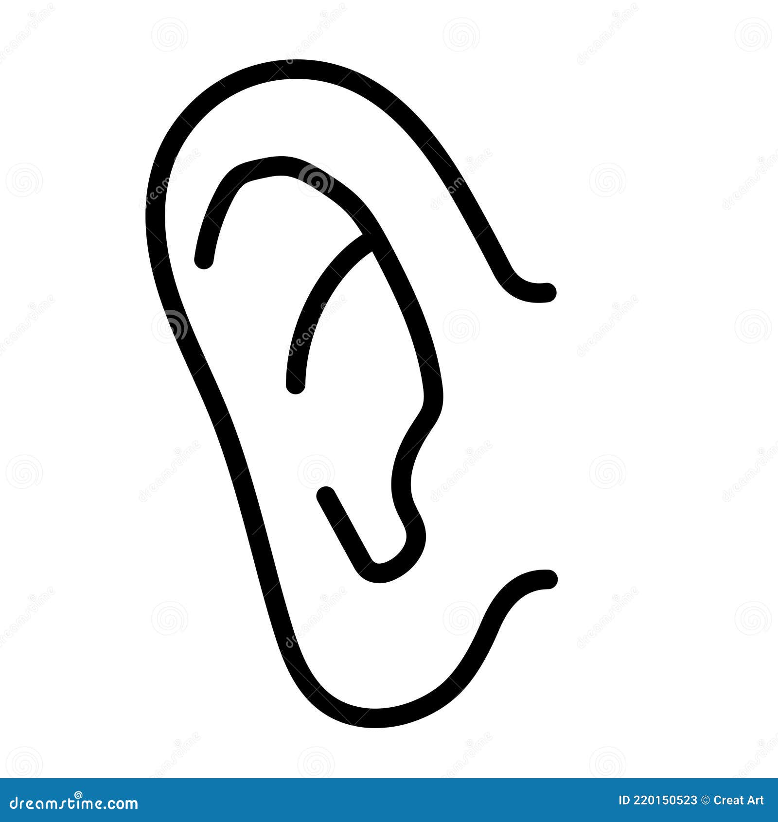 Ear logo black line art stock vector. Illustration of closeup - 220150523