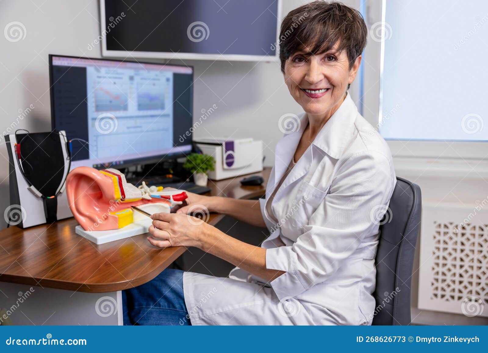 ENT Doctor Showing the Ear Model Stock Image - Image of medical, clinic ...