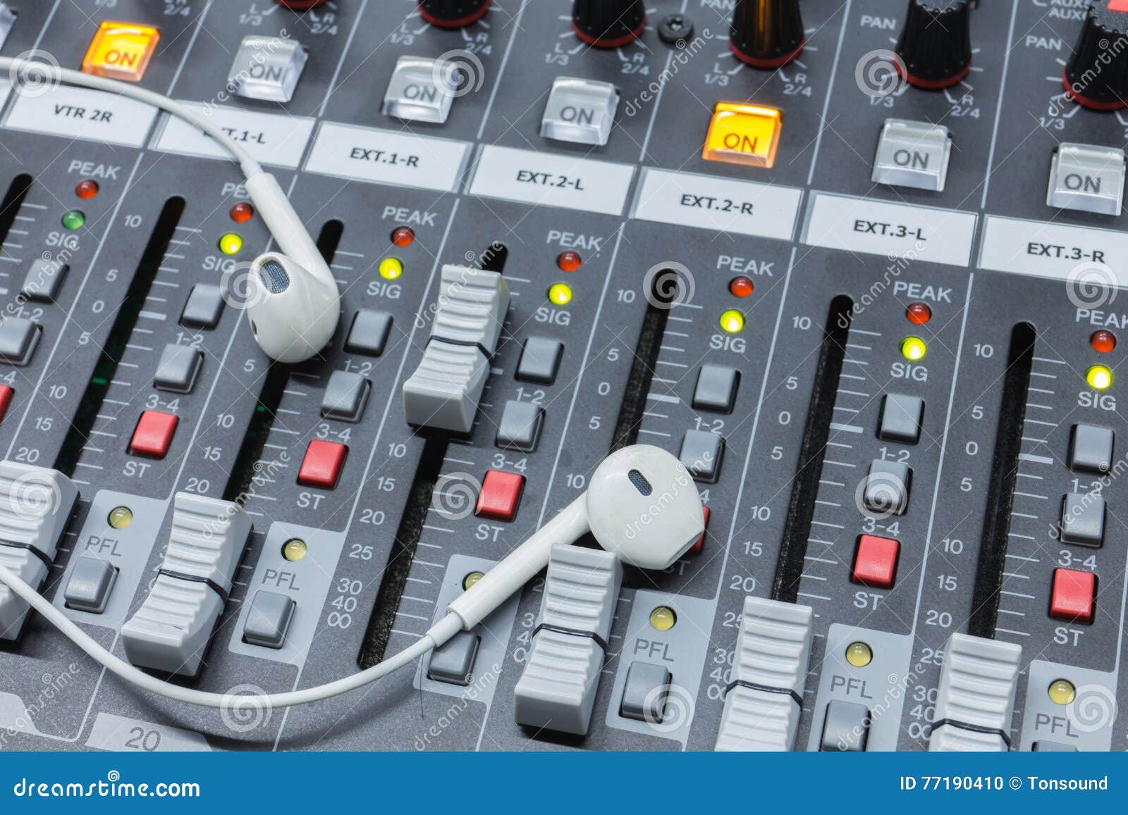 In ear stock photo. Image of monitors, equipment, soundboard - 77190410