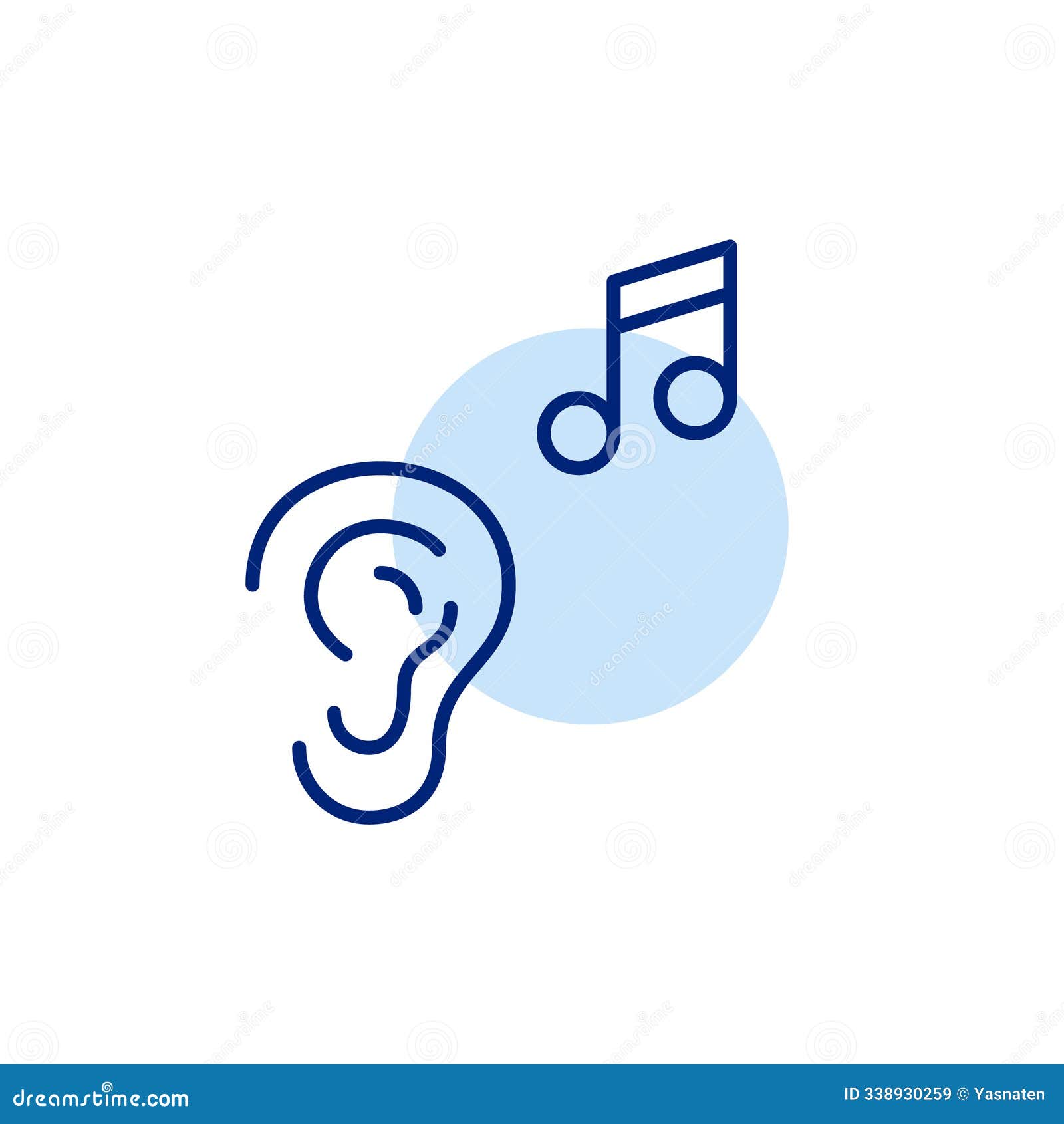 Ear and Musical Note. Listening To Audio File. Enhanced Hearing ...