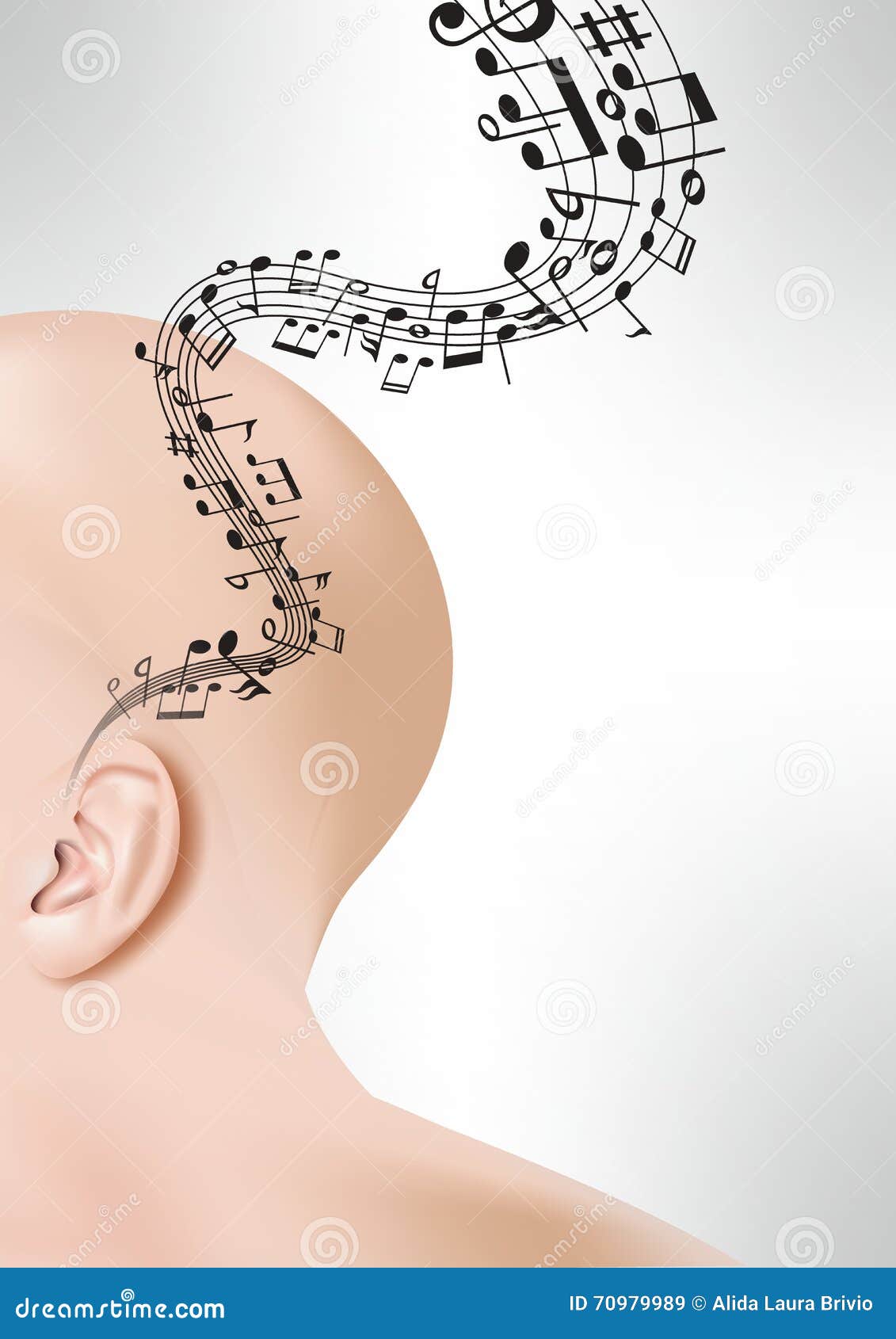 Ear with Musical Staff and Notes Stock Illustration - Illustration of ...