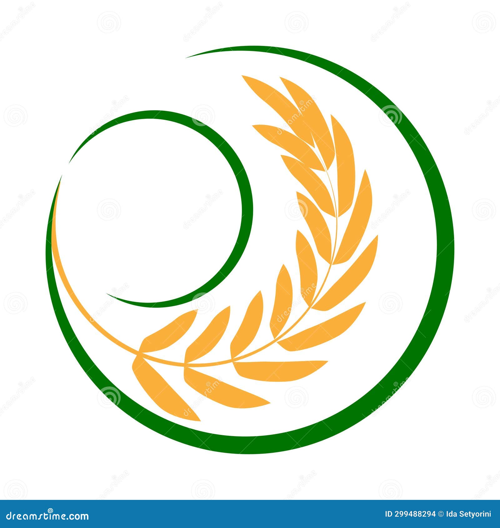 Ear of Paddy Rice Isolated on White Background. Icon Vector Stock ...