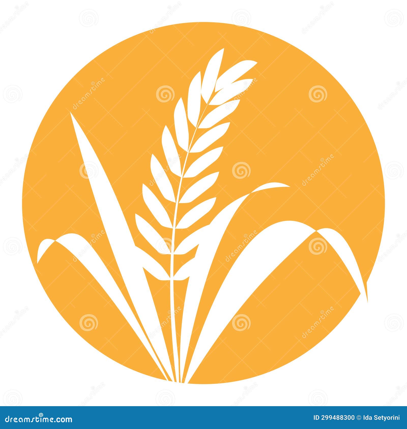 Ear of Paddy Rice Isolated on White Background. Icon Vector Stock ...