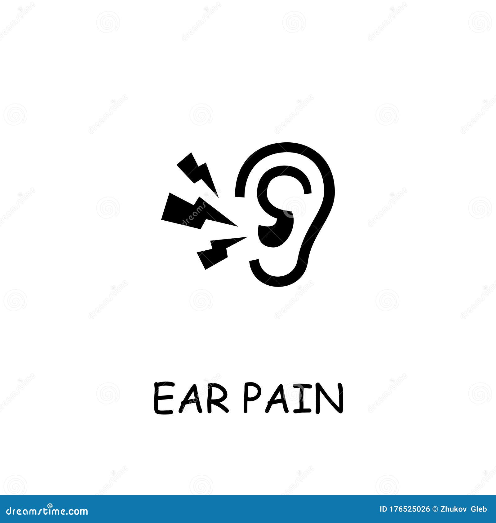 Ear pain flat vector icon stock illustration. Illustration of medicine ...