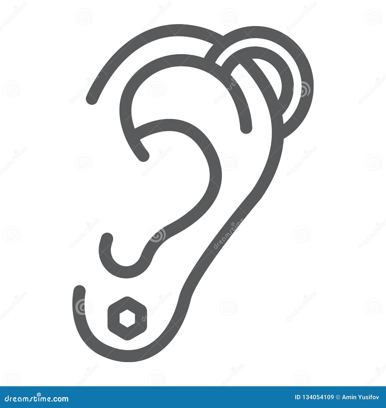 Ear Piercing Line Icon, Jewelry and Accessory, Pierced Ear Sign, Vector ...