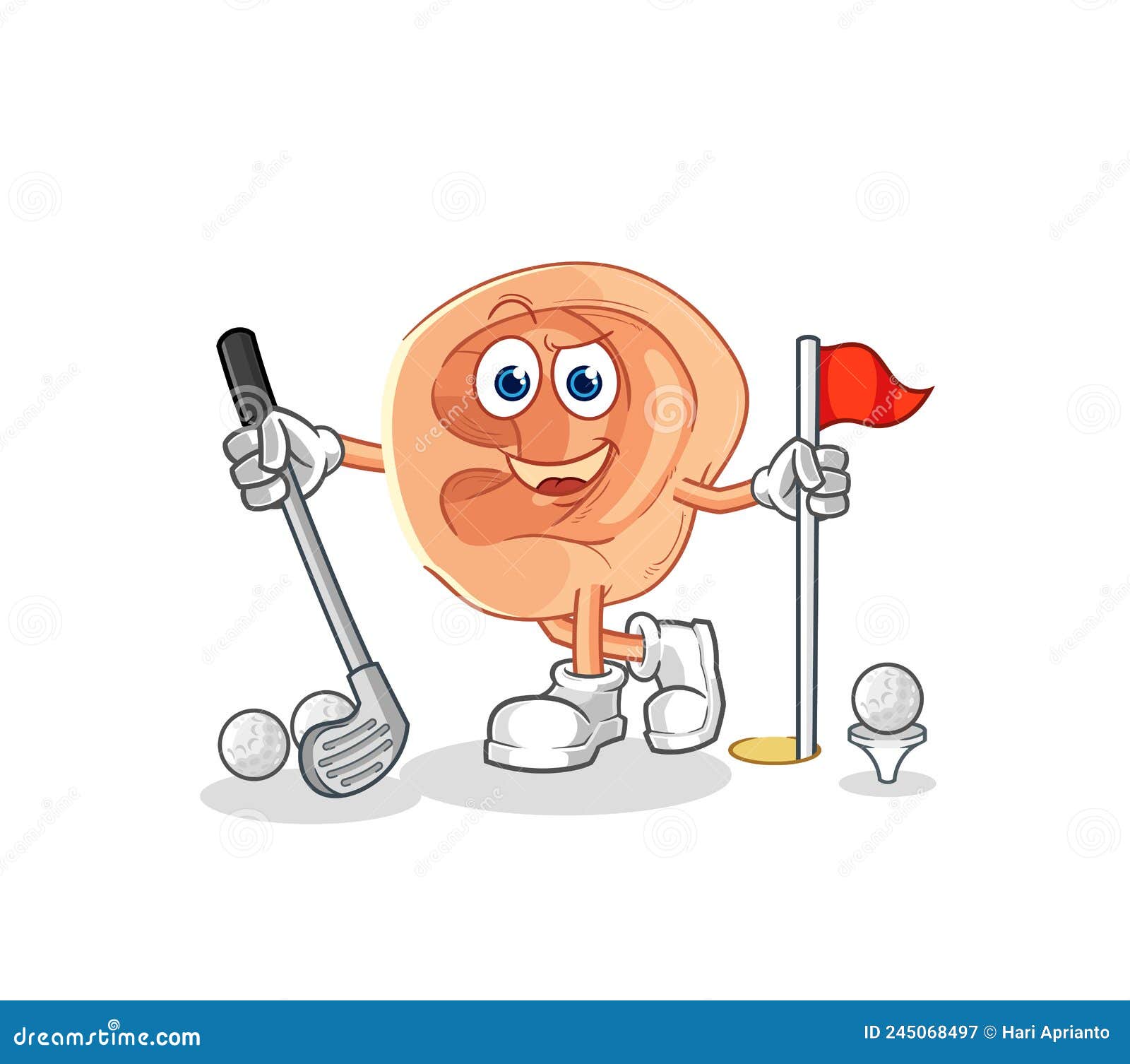 Ear Playing Golf Vector. Cartoon Character Stock Vector - Illustration ...