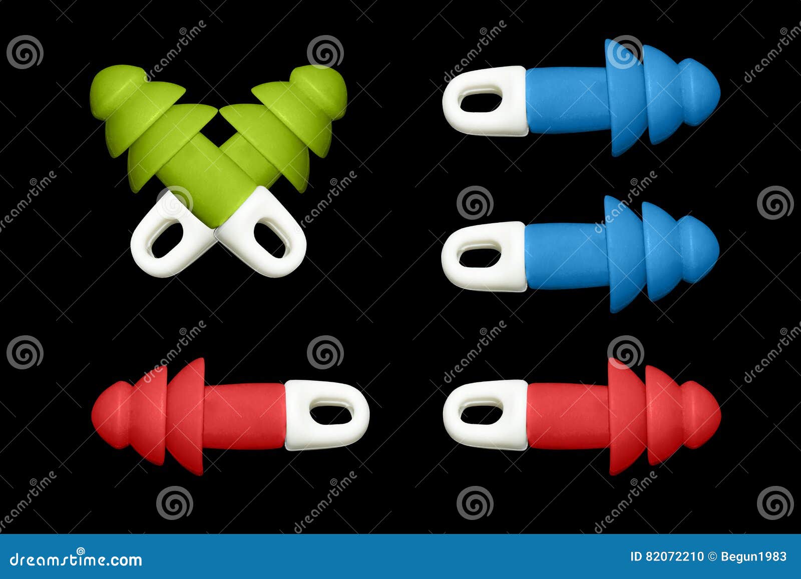 Ear Plugs Multi-colored on Blak Background Stock Photo - Image of ...