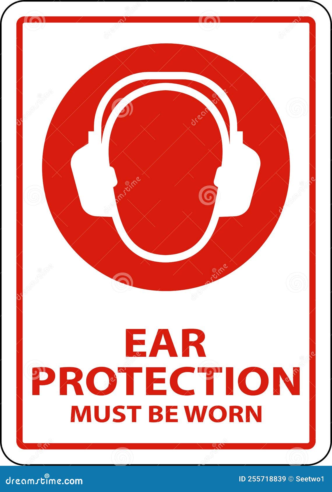 Ear Protection Must Be Worn Sign On White Background Stock Vector