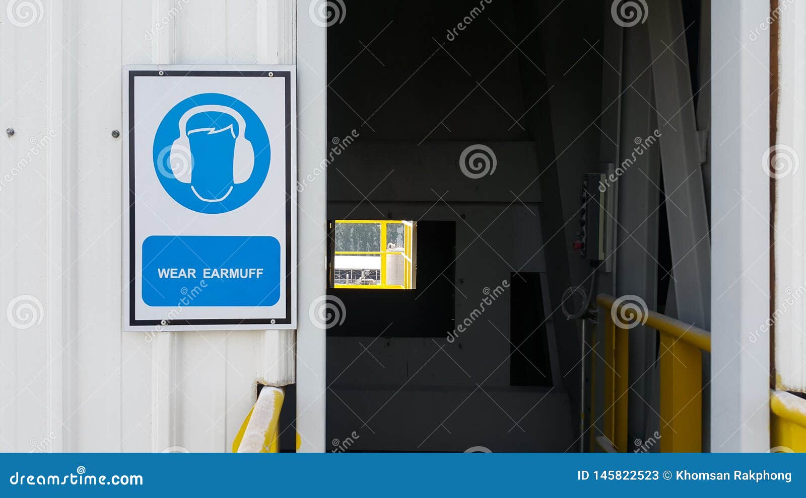 Ear Protection Sign on Blue Background Stock Image - Image of fashion ...