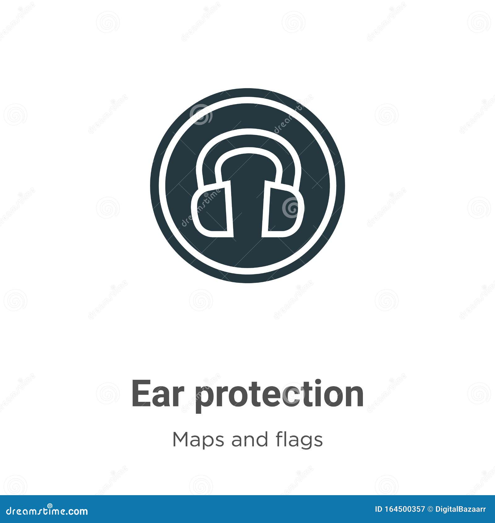 Ear Protection Vector Icon on White Background. Flat Vector Ear ...