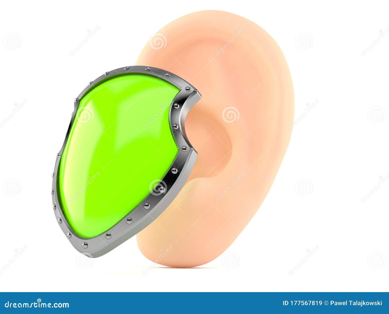 Ear with protective shield stock illustration. Illustration of badge ...