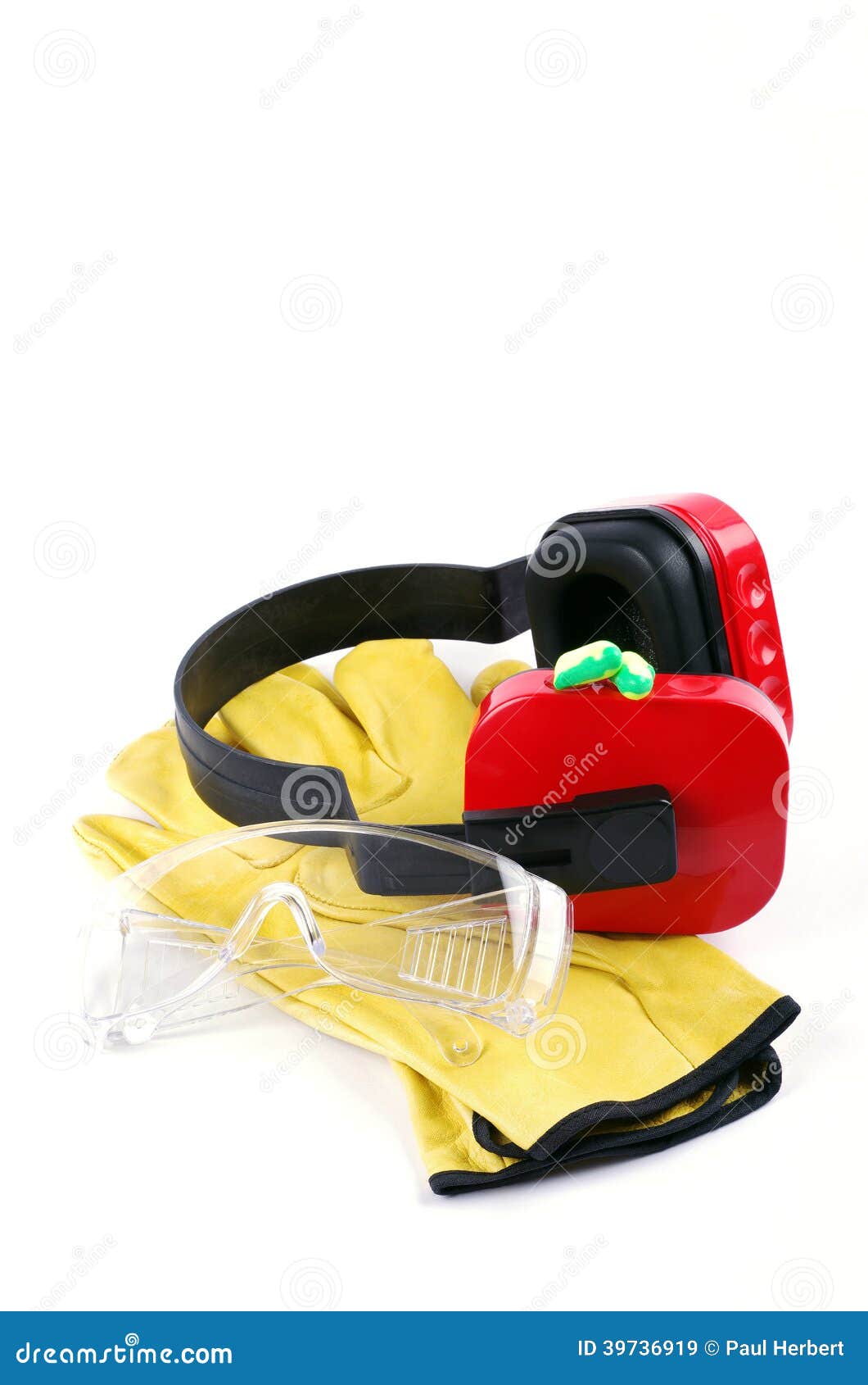 Ear Protectors with Gloves and Goggles Stock Image - Image of ...