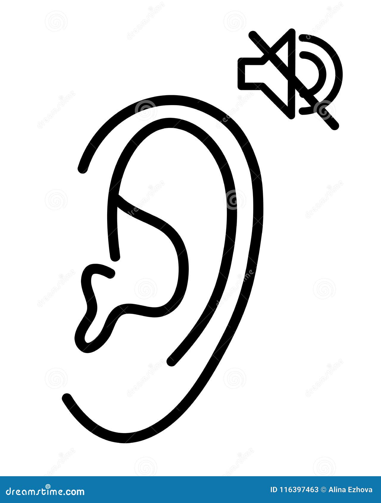 An Ear with a Sign of Deafness. Stock Vector - Illustration of vector ...